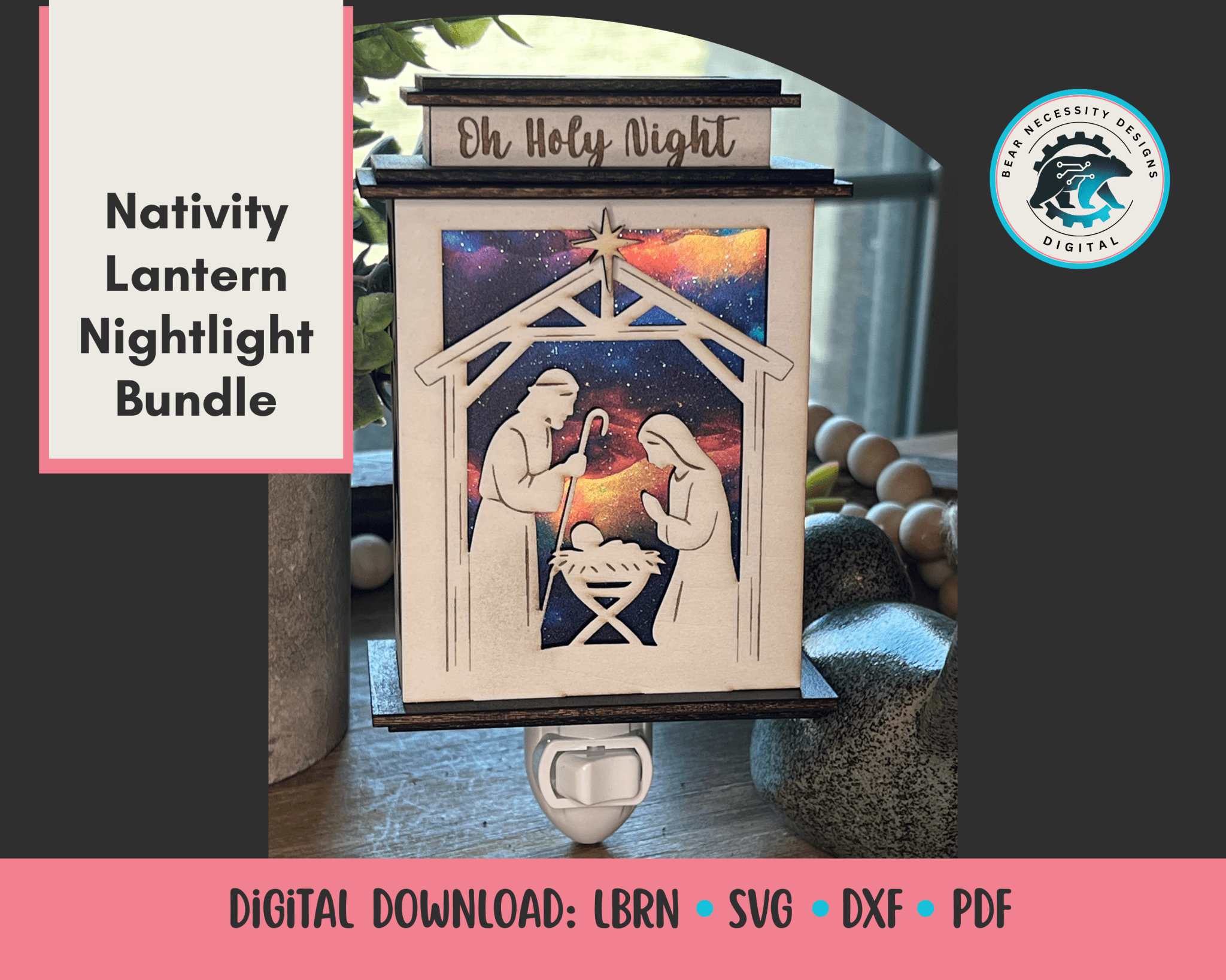 Nativity Lantern Nightlight SVG Bundle | Holy Family Christmas Digital ...